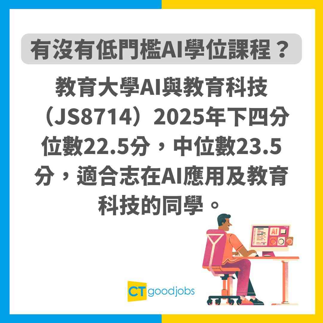 【AI學位收分2025】大學有得讀人工智能學位課程！港大要求平均DSE 55分先讀到？有比較低門檻選擇嗎?